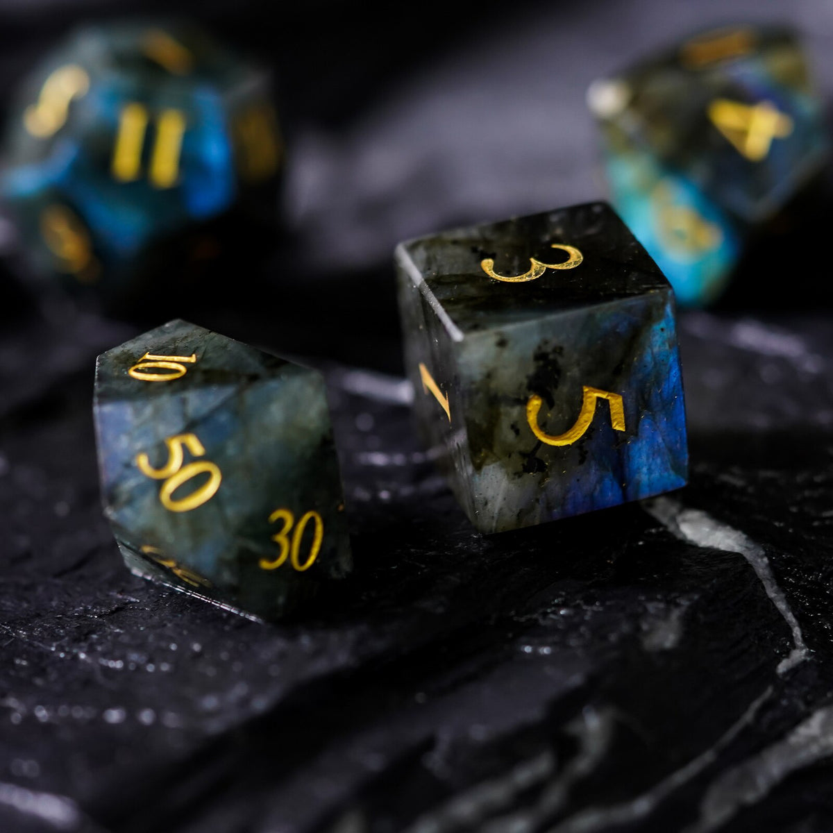 Sun Stone Gemstone DND Polyhedral Dice 7 Set